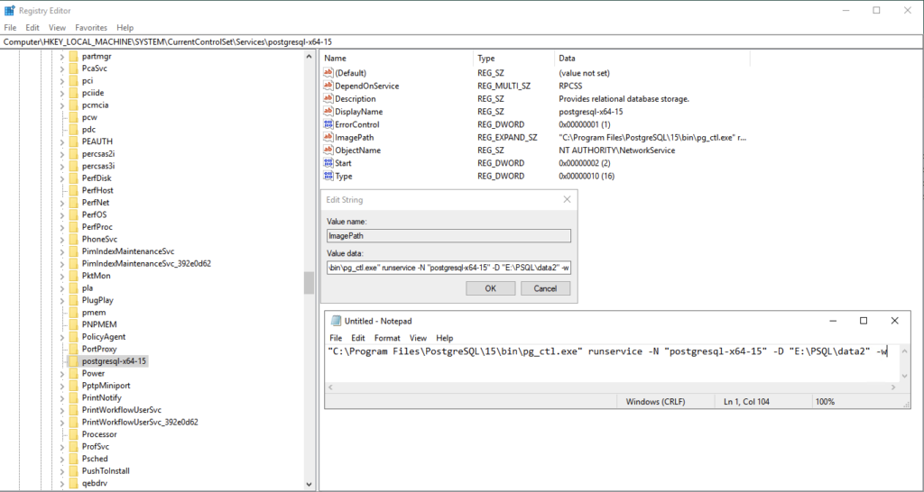 Shifting PostgreSQL data location on Windows Server » Tech Nugget